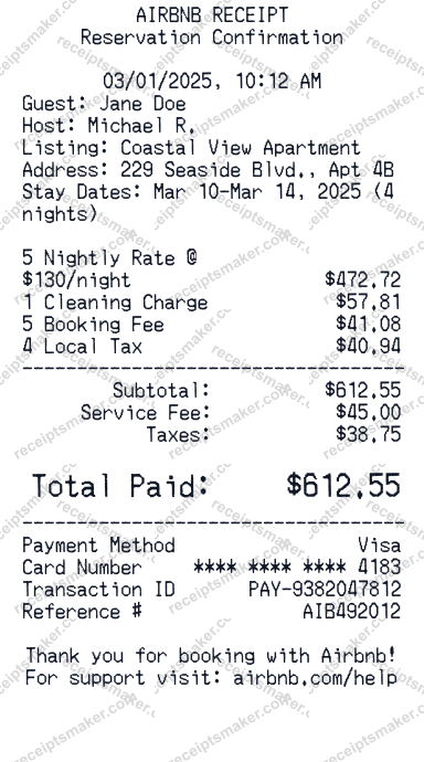 Free Airbnb Receipt Generator | Receipt Maker