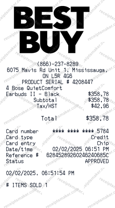 Free Best Buy Receipt Generator - Electronics Store Receipts | Receipt ...