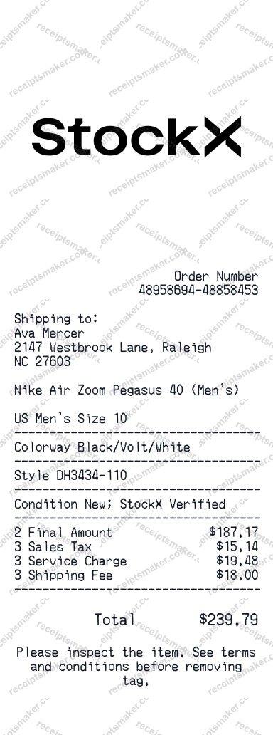 Free StockX Receipt Generator - Sneaker & Streetwear Receipts | Receipt ...